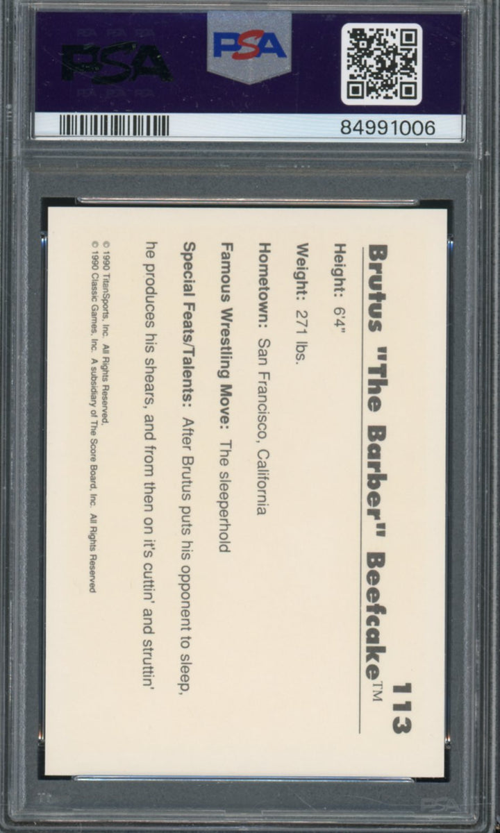 Brutus Beefcake Card 1990 Classic WWF #113 PSA 9 ...