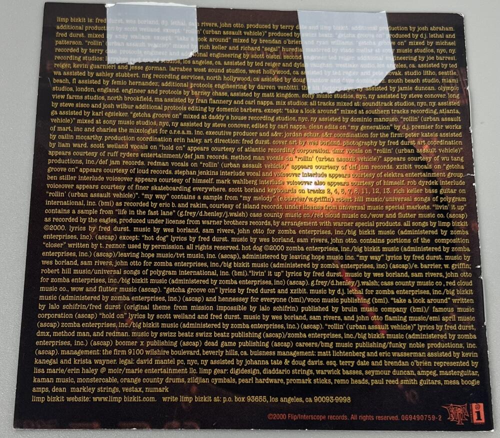 Interscope Records Autograph Limp Bizkit Multi-Sined CD Insert JSA Aut ...