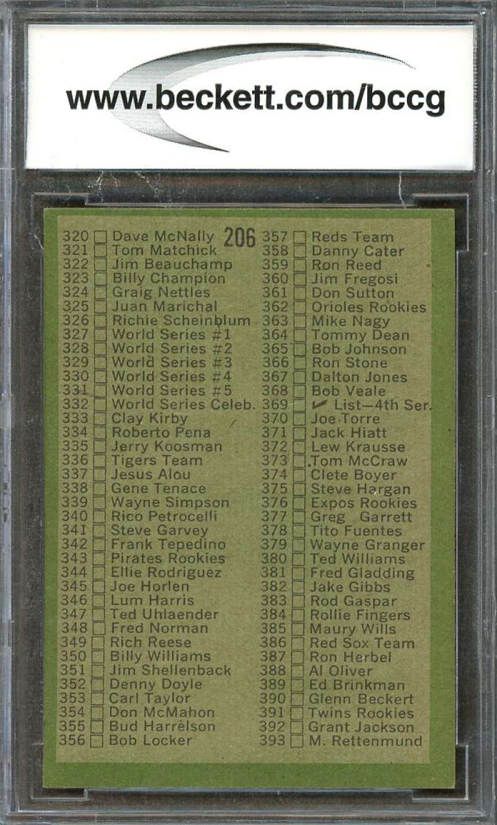 Checklist Card 1971 Topps #206 BGS BCCG 8 – SUPERIORSPORTSINVESTMENTS.COM