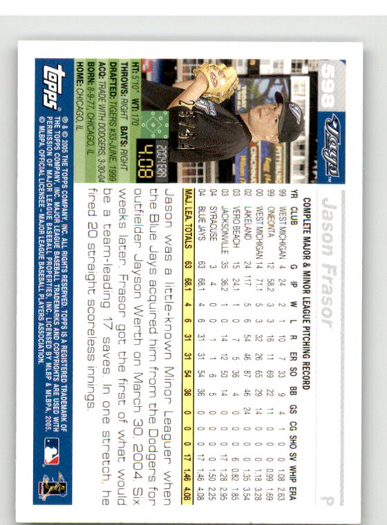 Jason Frasor Card 2005 Topps Black #598 – SUPERIORSPORTSINVESTMENTS.COM