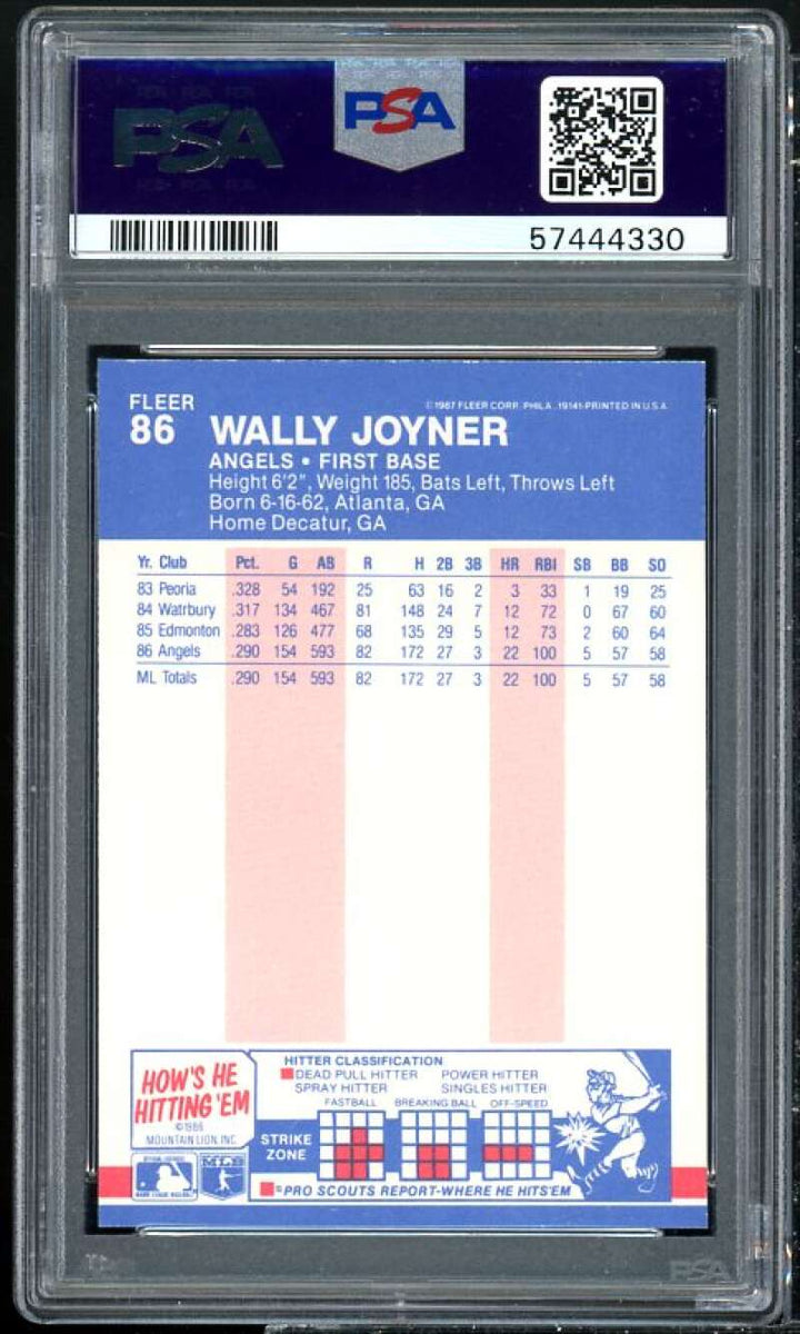 Wally Joyner Rookie Card 1987 Fleer Glossy #86 PSA 7 ...